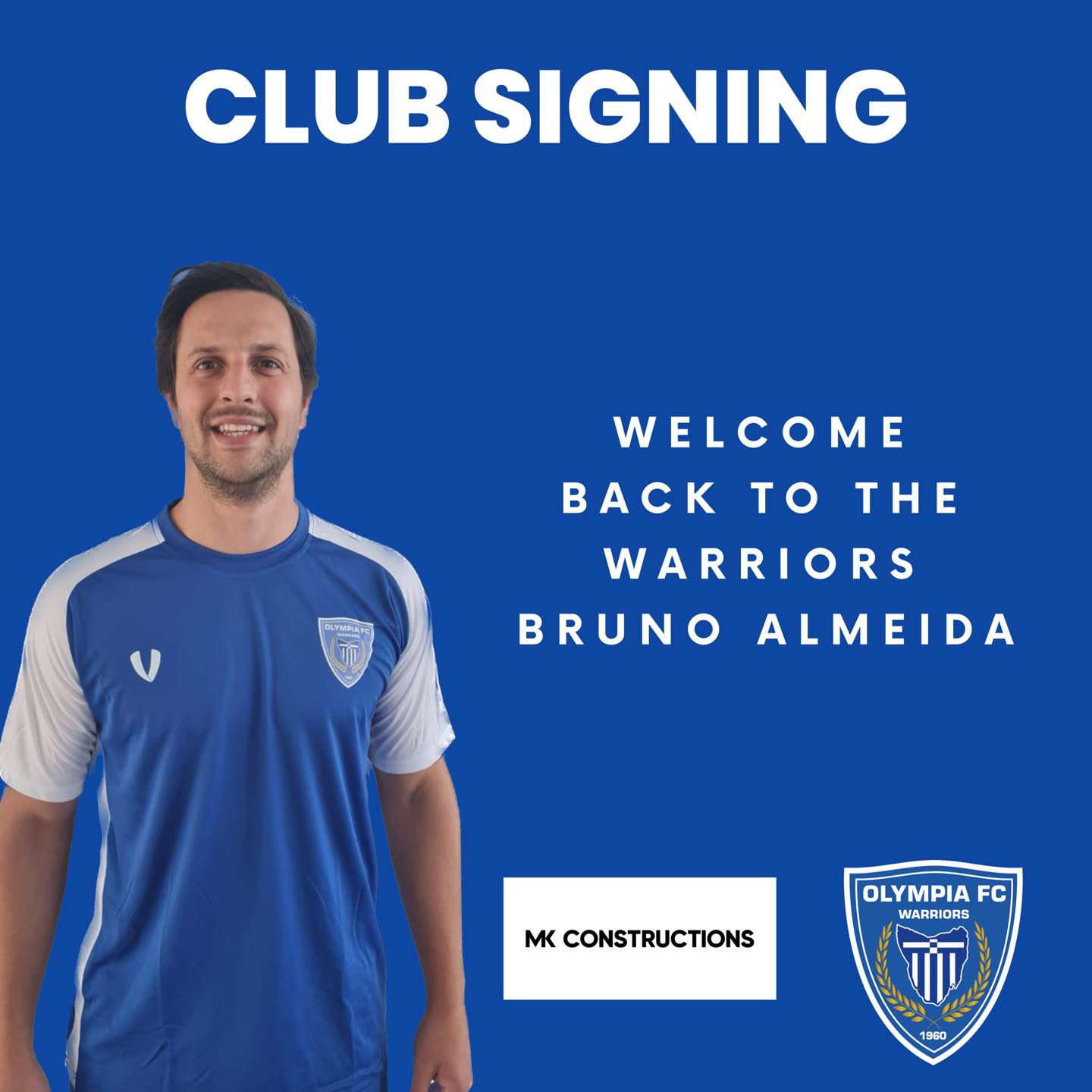 Welcome back Bruno - Olympia FC Warriors